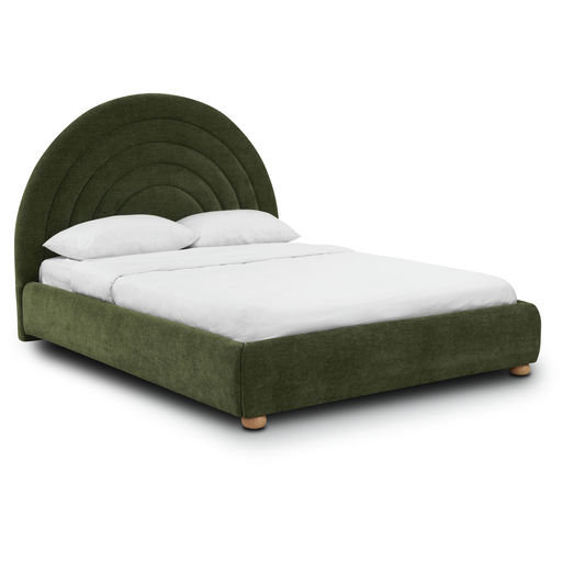 Juno Premium Velvet Queen Bed in Mello Green | AllModern